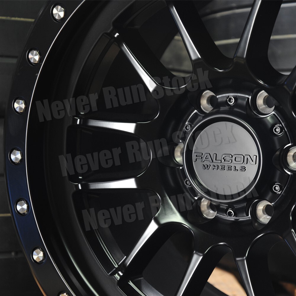 FALCON T7 6x139.7 6x5.5 17x9 0 OFFSET MATTE BLACK 12 SPOKES TRUCK 4 ...