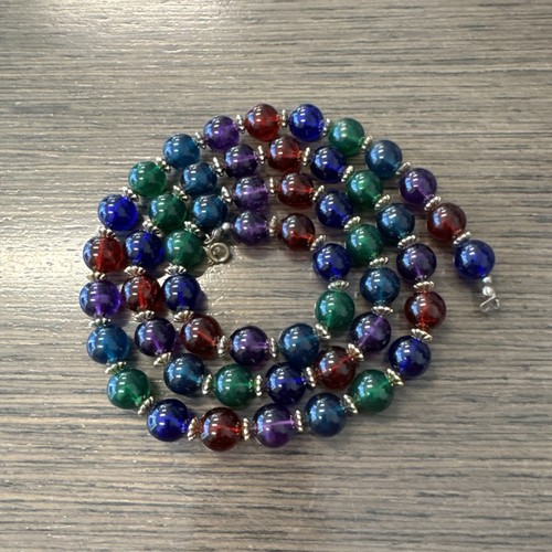 Genuine Lucite Green/Blue/Purple/Red with Gold Bead Accents Necklace | eBay