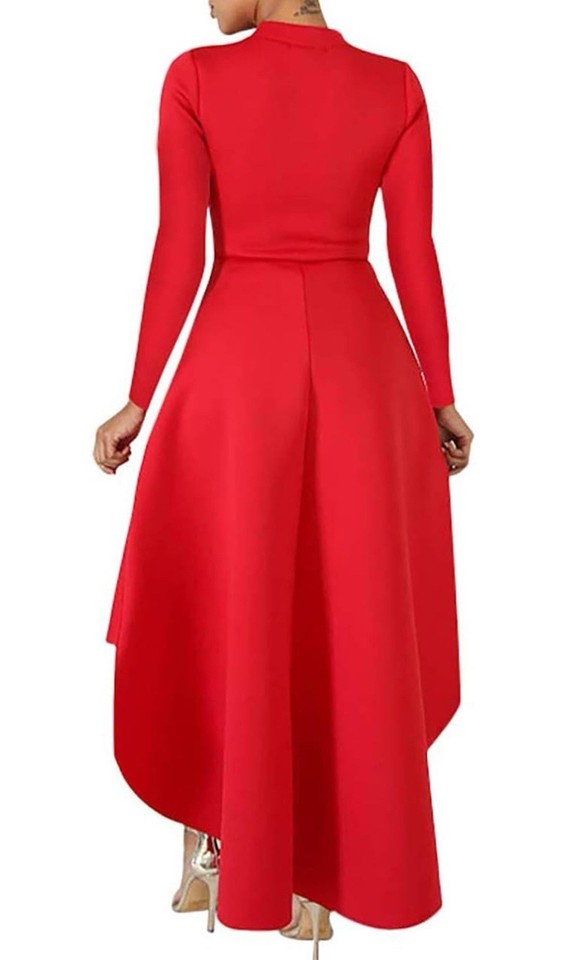 Lrady Women’s Red High-Low V-Neck Long Sleeve Dress/ Top … Size Small ...