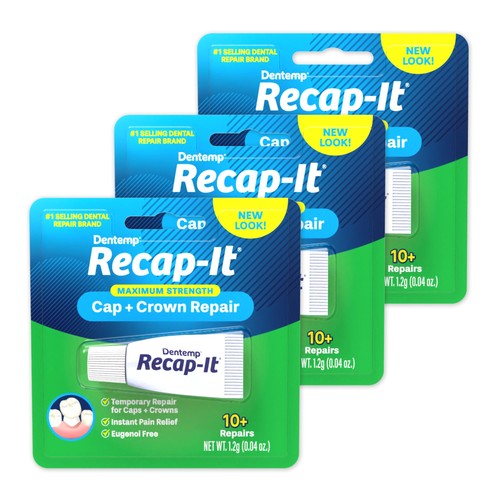Recap-It Cap and Crown Repair Dental Kit - Fast Acting Formula Dental ...