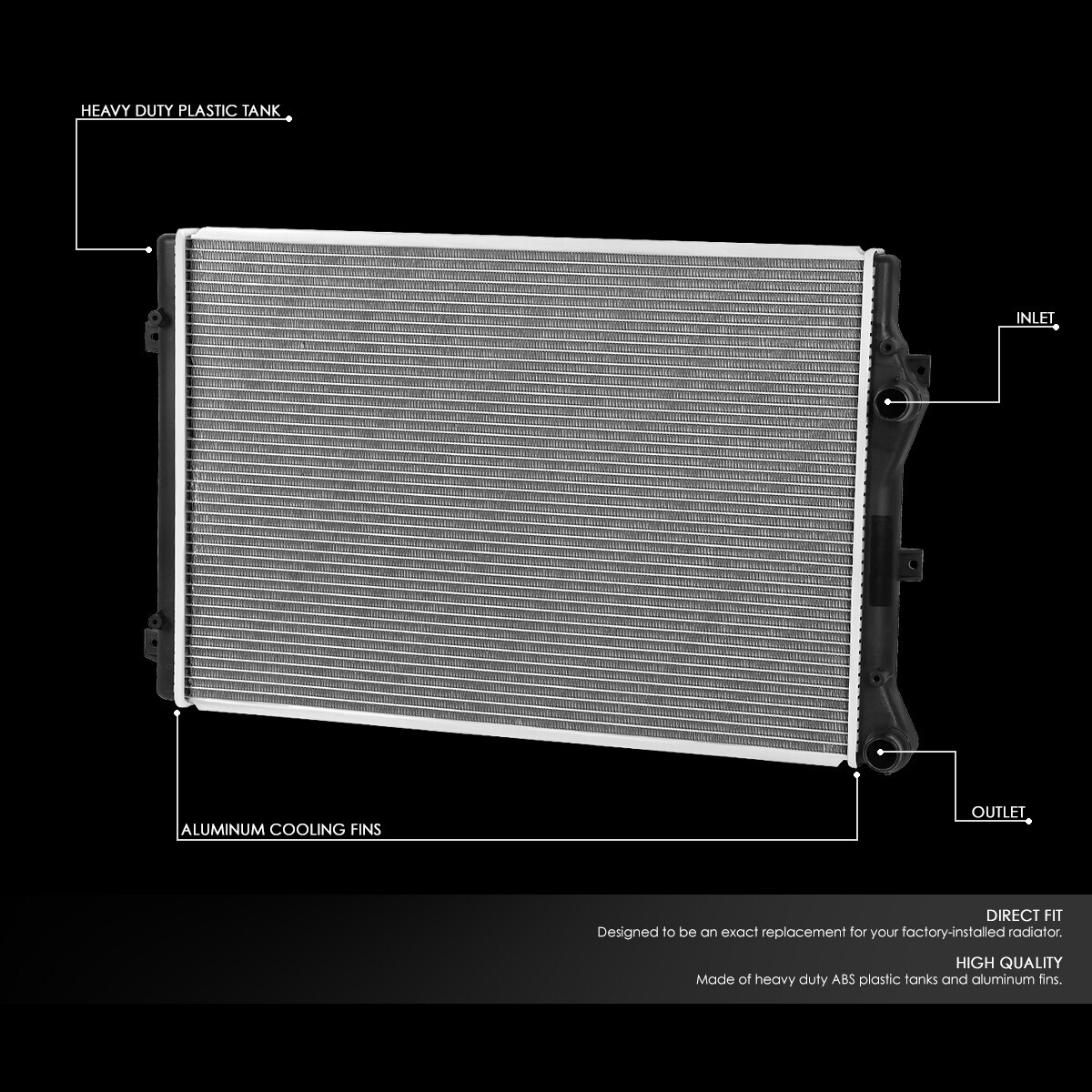 FOR 08-16 VW JETTA/GTI/AUDI TT A3 2.0 OE STYLE ALUMINUM COOLING ...