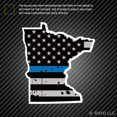 Distressed Thin Blue Line Minnesota State Shaped Subdued US Flag ...