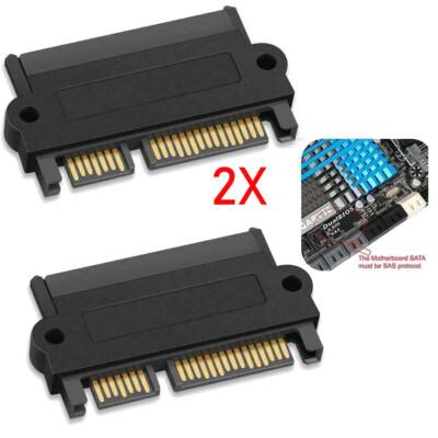 2X SAS to SATA 22-pin Male Converter SFF-8482 Female HDD Hard Drive ...