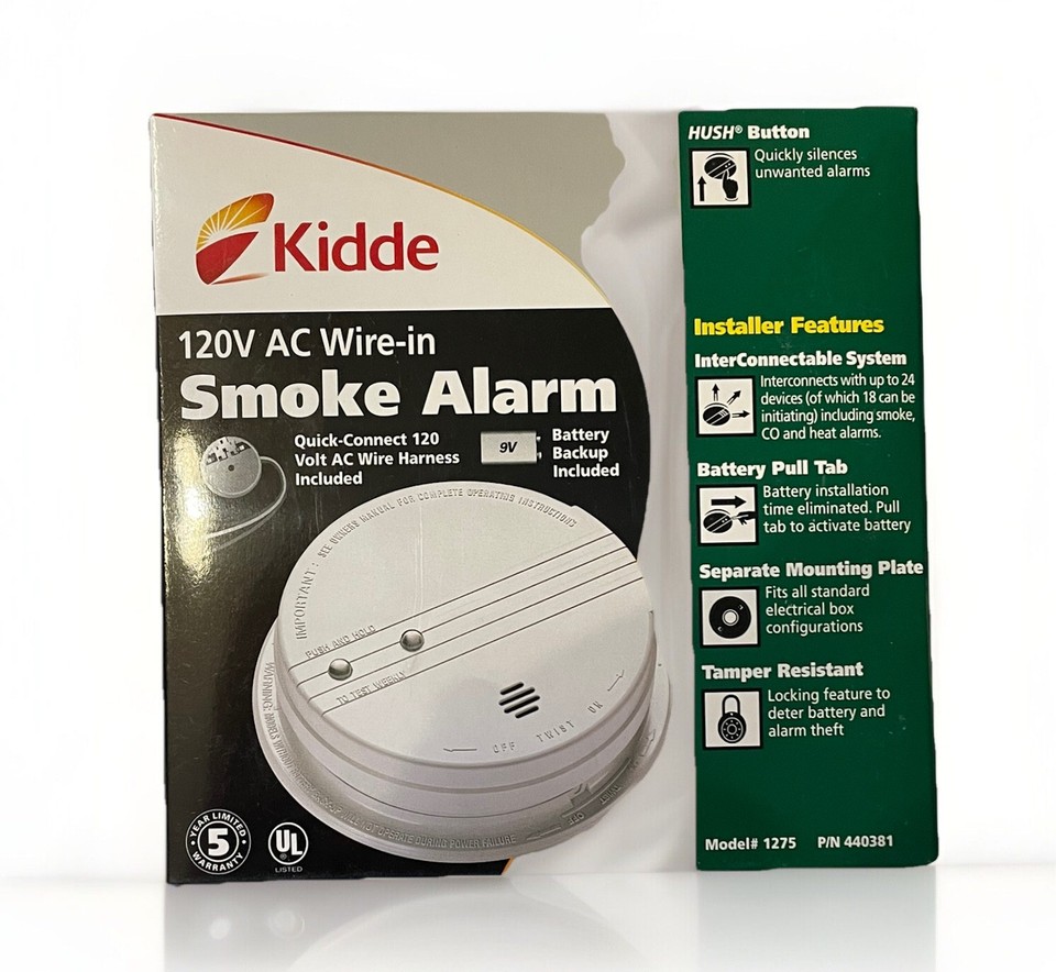 Kidde 440381 120V AC Wire-In Smoke Alarm Battery Backup Model 1275 ...
