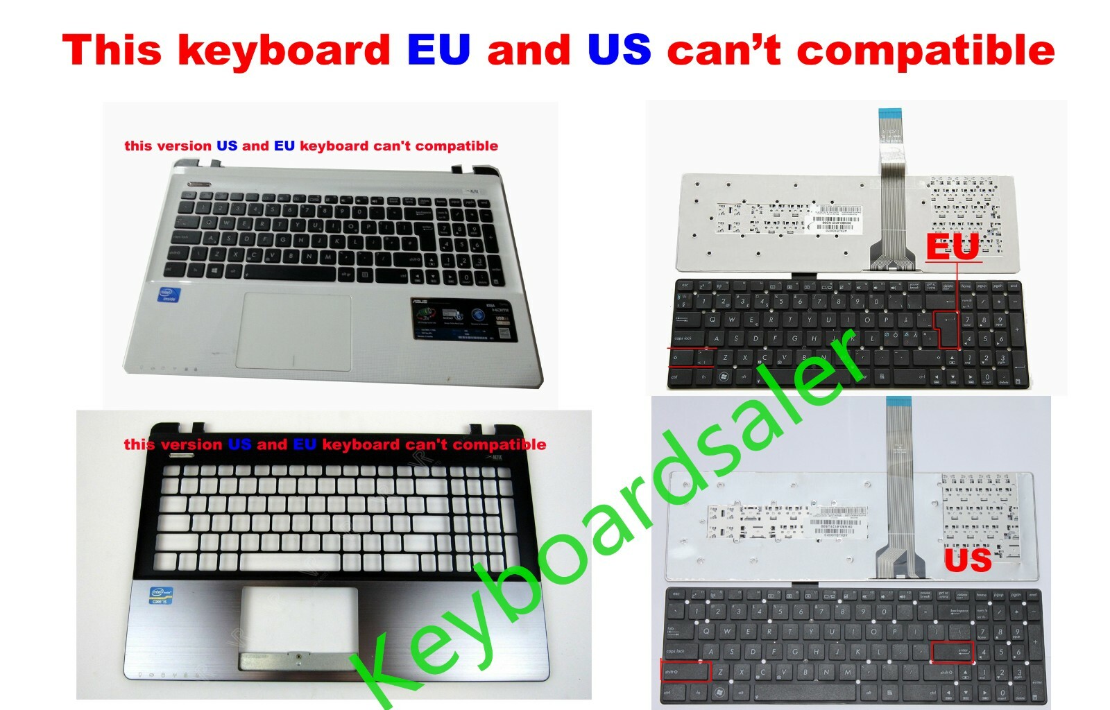 NEW for ASUS A55 A55VD R505 R505CA R505CM R505VM S550 A751 F751 S56 US ...