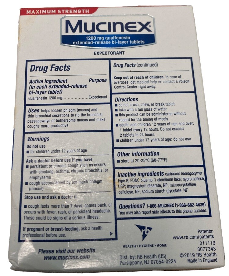 Mucinex Maximum Strength 1200mg 12 Hour Extended Tablet - 42 Count for ...
