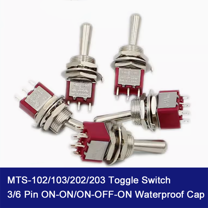 MTS-102/103/202/203 Toggle Switch 3/6 Pin ON-ON/ON-OFF-ON Waterproof ...