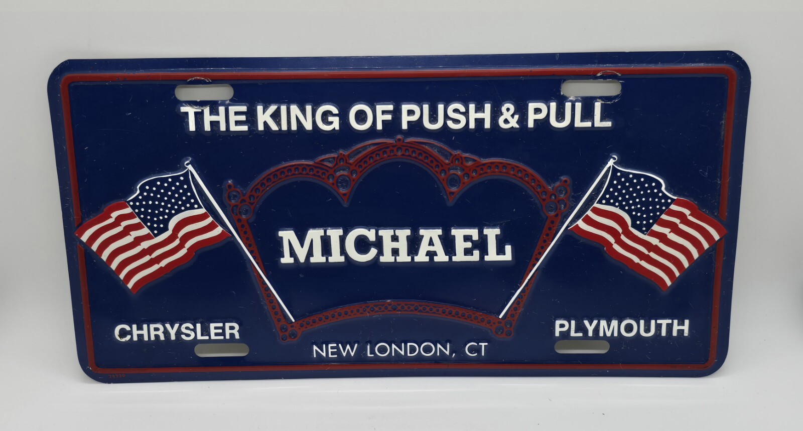 Vintage Chrysler Plymouth New London CT License Plate King Of Push Pull ...