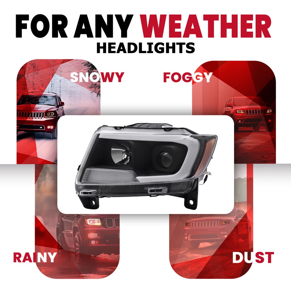 For Jeep Grand Cherokee 2011 2012 2013 LED DRL Projector Headlights # ...