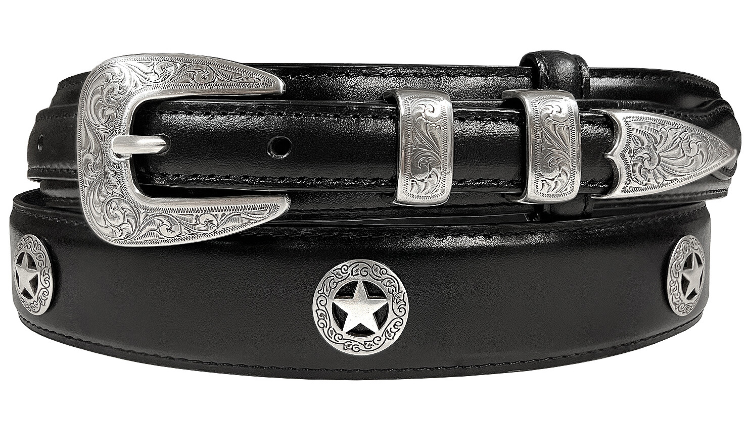 Waco Texas Star Conchos Belt Ranger Belt Genuine Leather Cowboy Belt | eBay