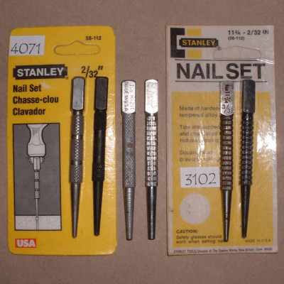 A Selection of Vintage Stanley Carpenter Nail Sets ... Made in USA ...