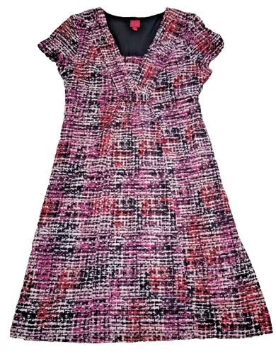 Women's 212 COLLECTION Red Black Violet Abstract Short Sleeve Dress ...
