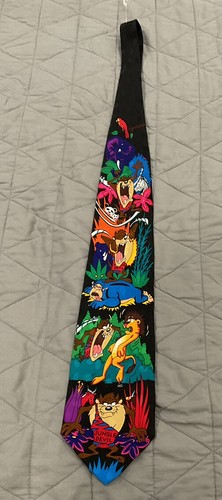 Looney Tunes Necktie Tasmanian Devil Mania 100% Silk Necktie Jungle ...