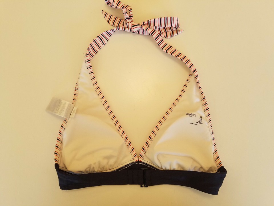 Gap Womens Size Small Triangle Bikini Top Navy Red & White Stripe | eBay