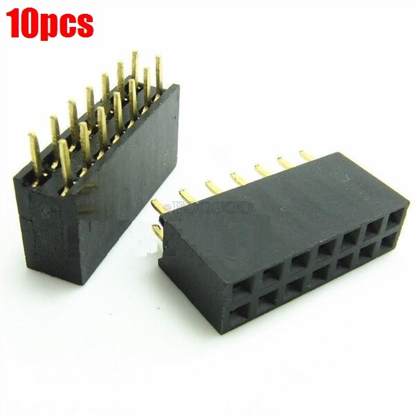 10Pcs 2X7 14Pin 2.54MM Double Row Female Straight Header Pitch Socket ...