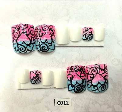 False Fake Art Nails Artificial Design Nail DIY HANDMADE Free Glue Nail ...