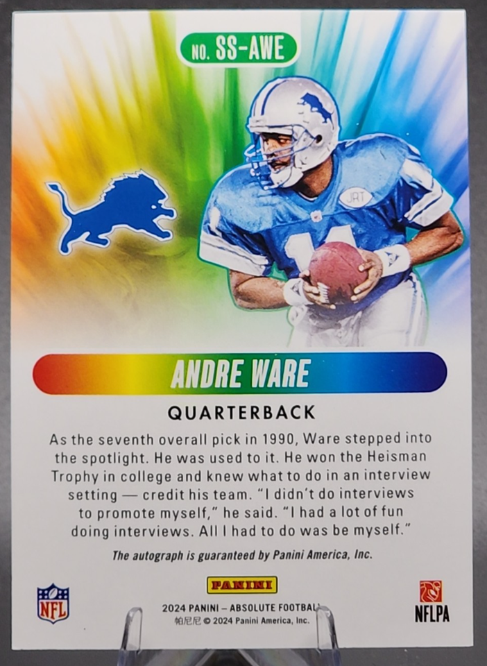 Andre Ware /50 2024 Panini Absolute Orange Spectrum Auto Detroit Lions ...