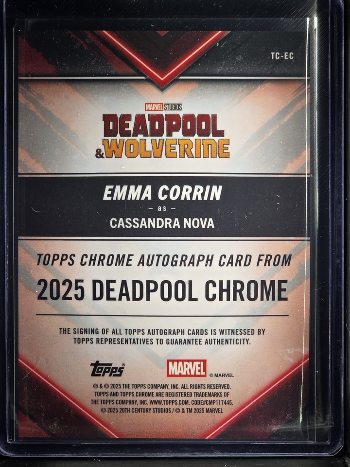 2025 Topps Chrome Deadpool Cassandra Nova TC-EC Emma Corrin Autograph ...
