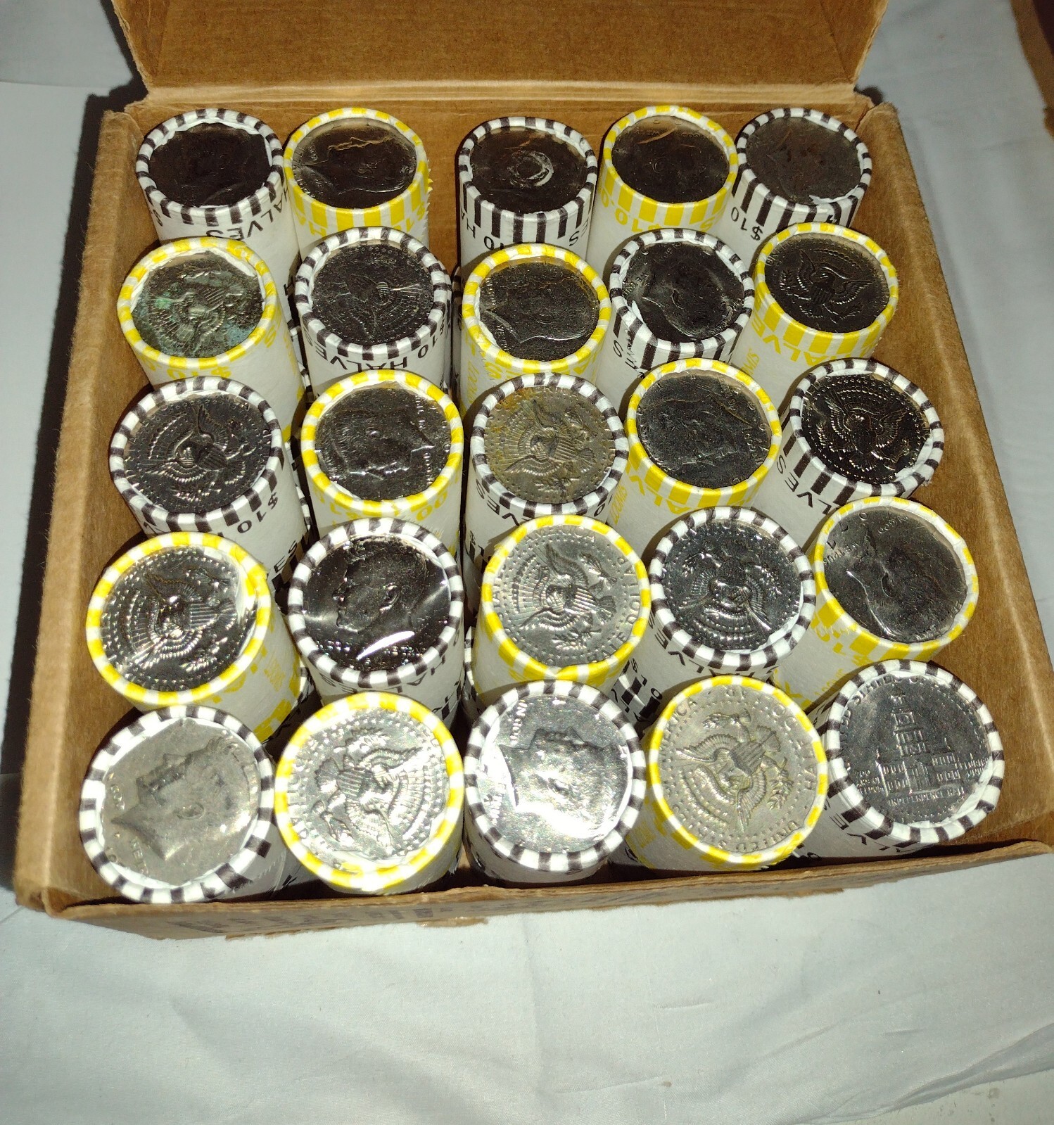 6 PACK! Kennedy half dollar roll COMBO. 6 rolls $60 face 120 coins ...