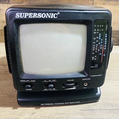 SUPERSONIC 5" Portable Black & White TV FC-9200 AM/FM Radio Electric ...