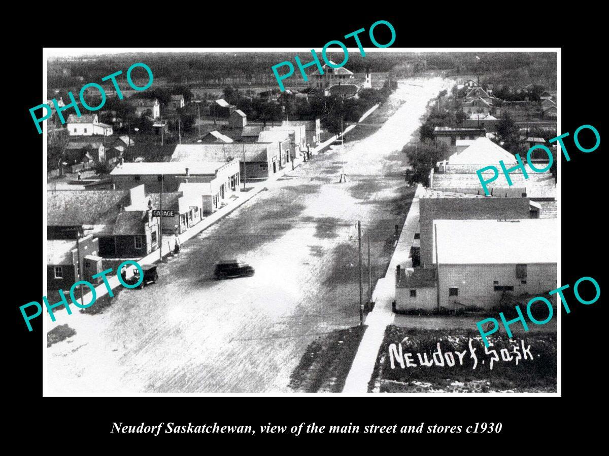 OLD POSTCARD SIZE PHOTO OF NEUDORF SASKATCHEWAN THE MAIN St & STORES ...