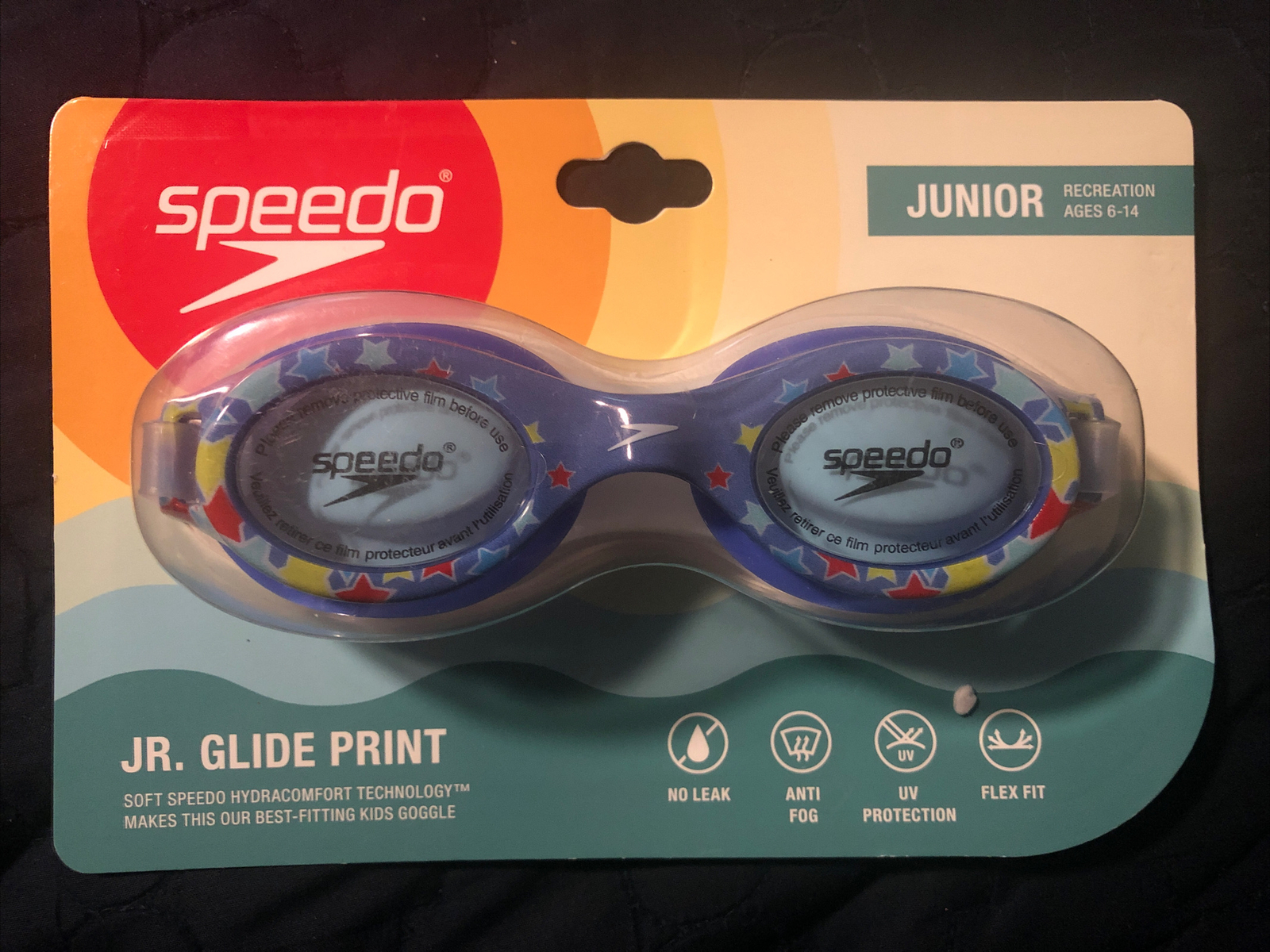 Speedo Jr Goggles - Glide Print, 6-14yrs Junior NEW - No Leak Anti fog ...