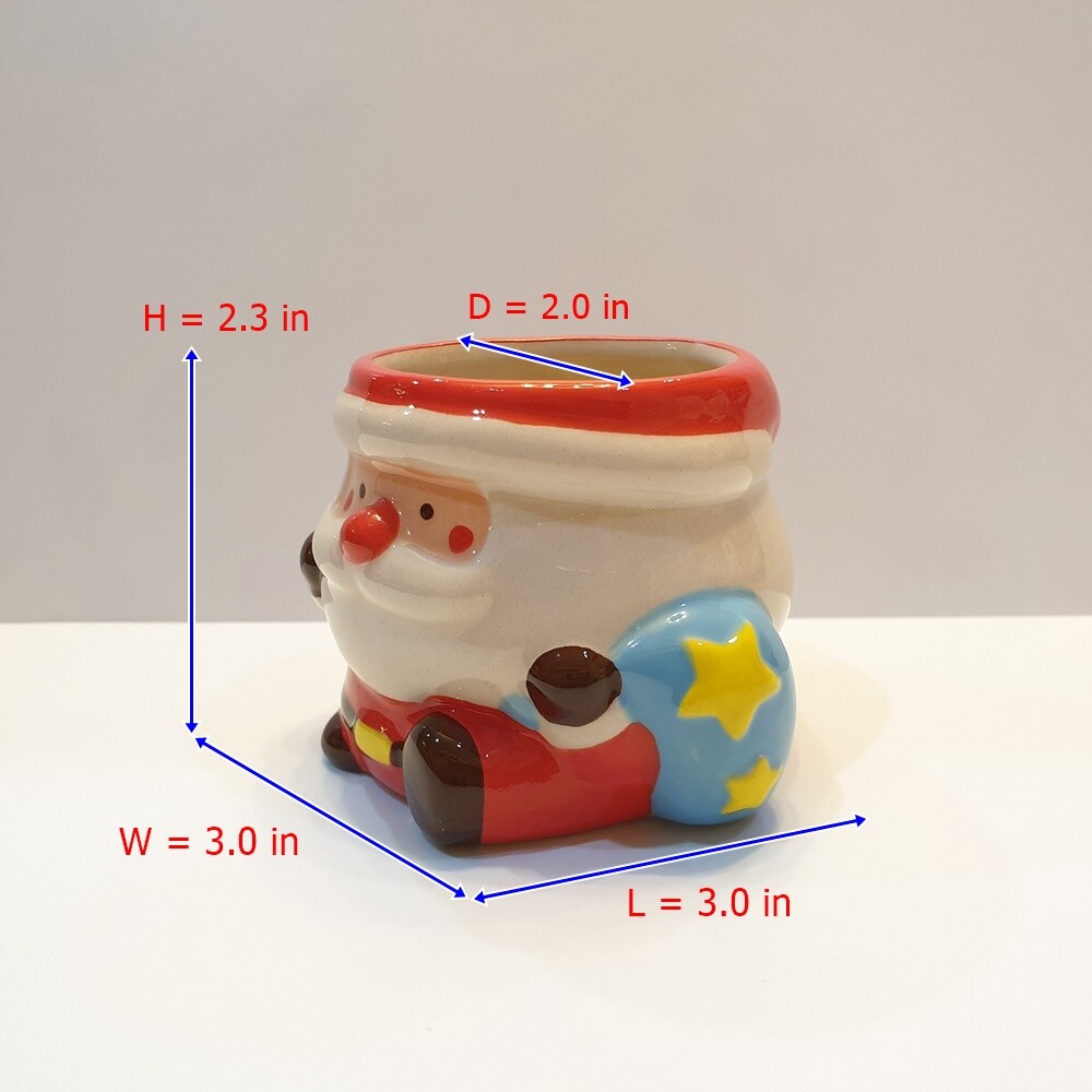 Santa Claus Figurine2 Vase Pot Ceramic Mini Plant Succulent Planter ...