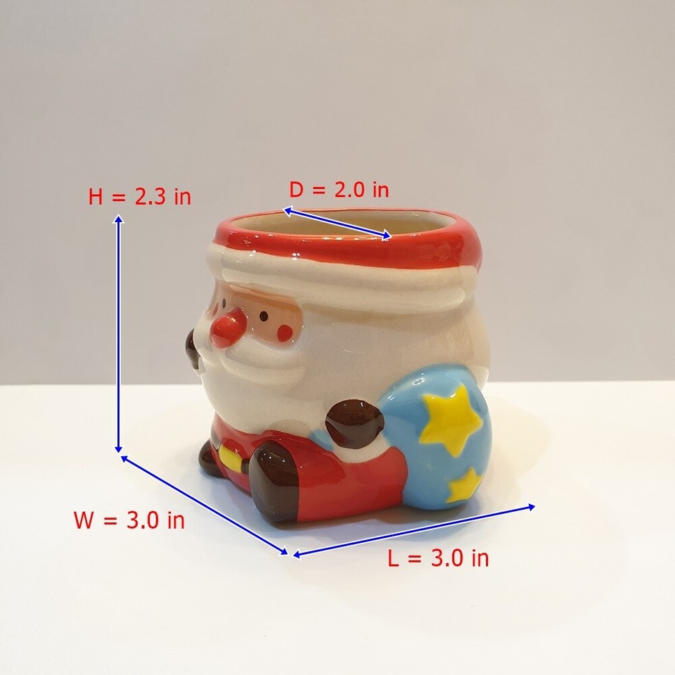 Santa Claus Figurine2 Vase Pot Ceramic Mini Plant Succulent Planter ...