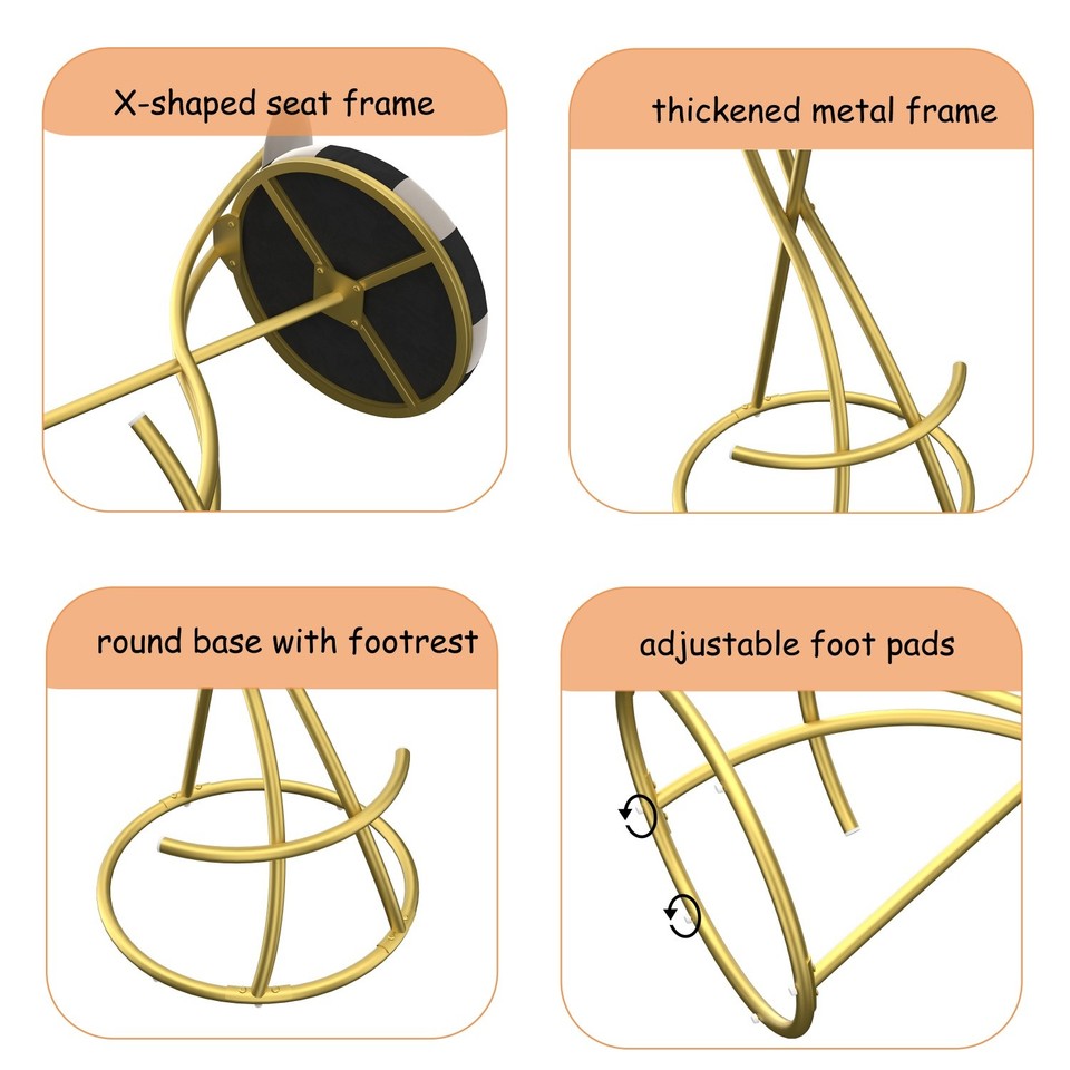 Set of 2 Upholstered S-shaped Bar Stools Kitchen Counter Height Bar ...