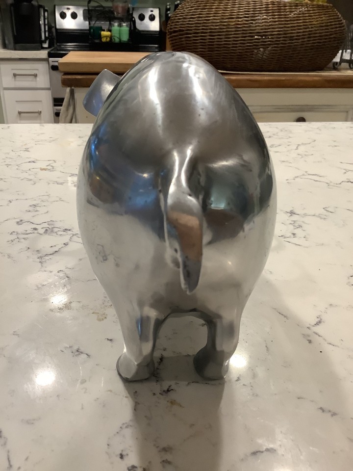 Vintage 12" Shinny Polish Steel Cast Metal Pig Piggy Coin Bank | eBay UK