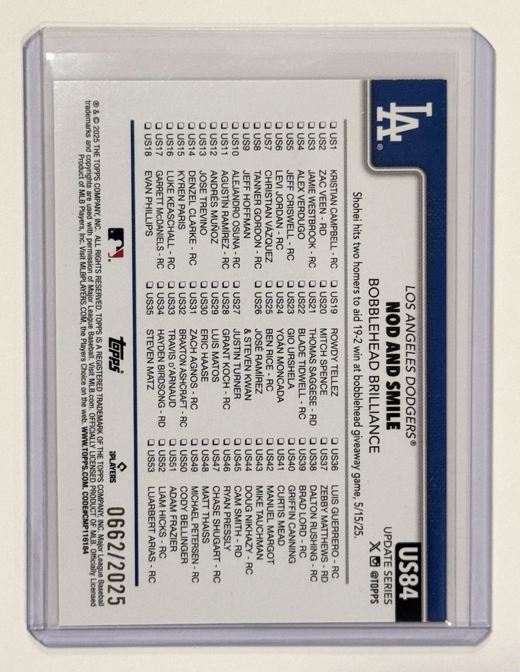 2025 Topps Update Shohei Ohtani Nod and Smile #/2025 | eBay UK