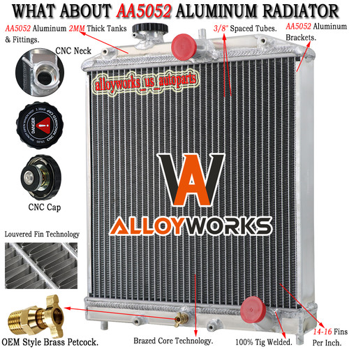 All Aluminum 3 Row Radiator For 1992-2000 1997 Honda Civic EG EK DEL ...