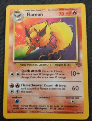 Flareon 3/64 Holo Rare Jungle Set Pokemon TCG Card | eBay