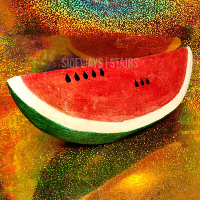 14" PAPER MACHE WATERMELON large wedge slice handmade folk art fruit ...