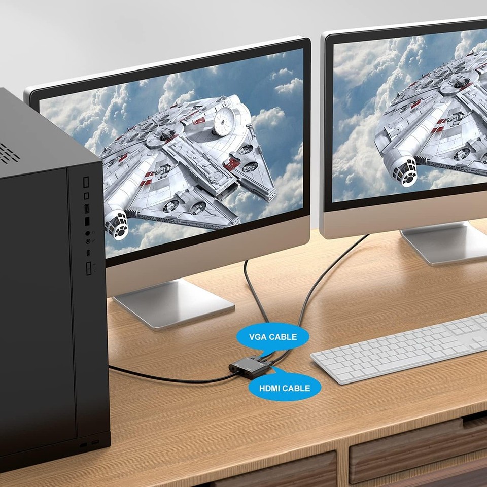 VGA to HDTV+VGA Converter Computer to Monitor TV Dual Display Adapter ...