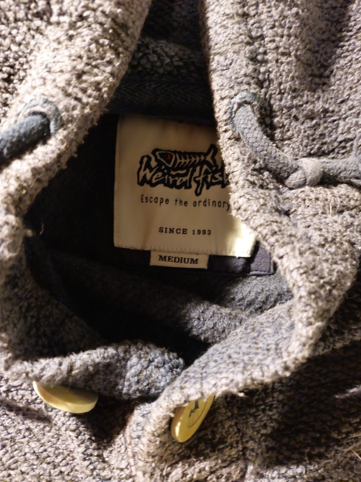 Mens Blue Towelling Feel Weird Fish Hoodie. Size M. Cotton/polyester ...