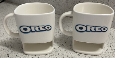 Pair Oreo Cookie Mugs With Cookie Holder Collectible Excellent ...