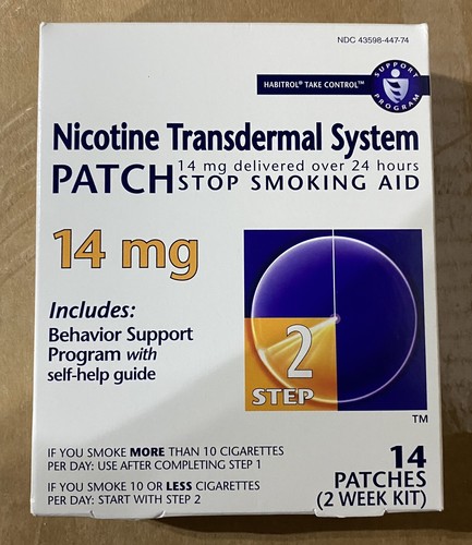 HABITROL STEP 2 - NICOTINE TRANSDERMAL SYSTEM 14MG -1 PATCH EXP:June ...