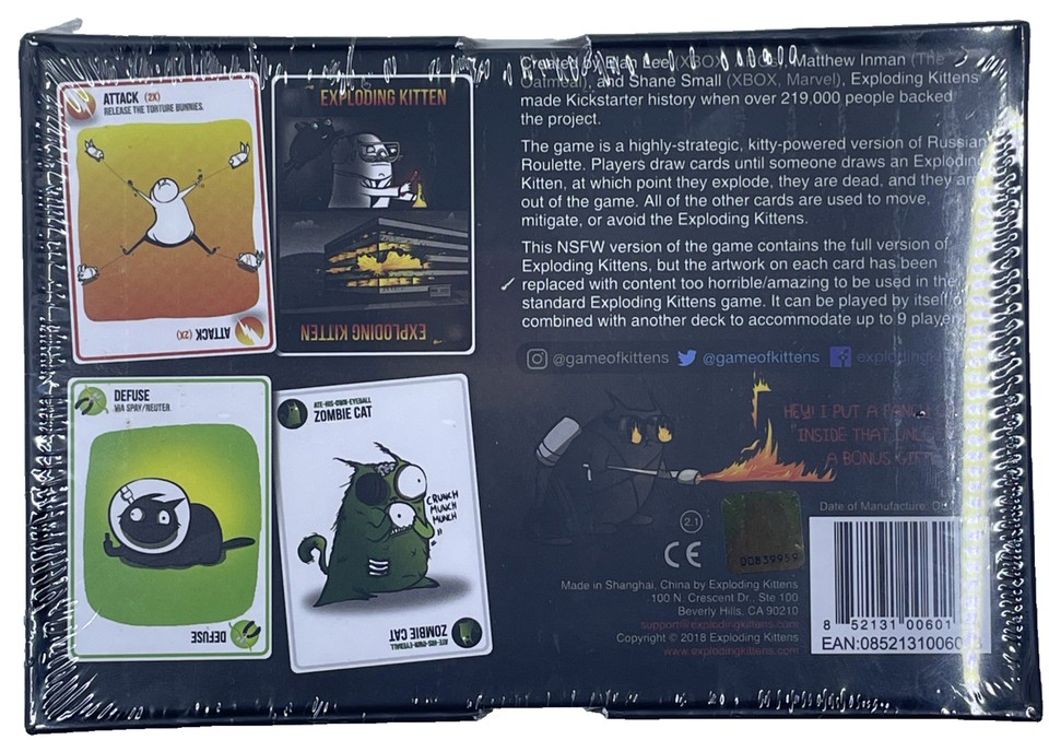 Exploding Kittens NSFW Edition Card Game New, Sealed | eBay