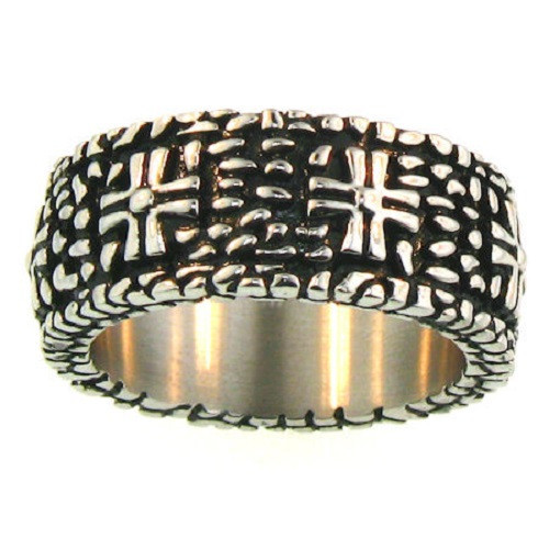 Stainless Steel Cross Ring -Men's Size-SR2219-J | eBay