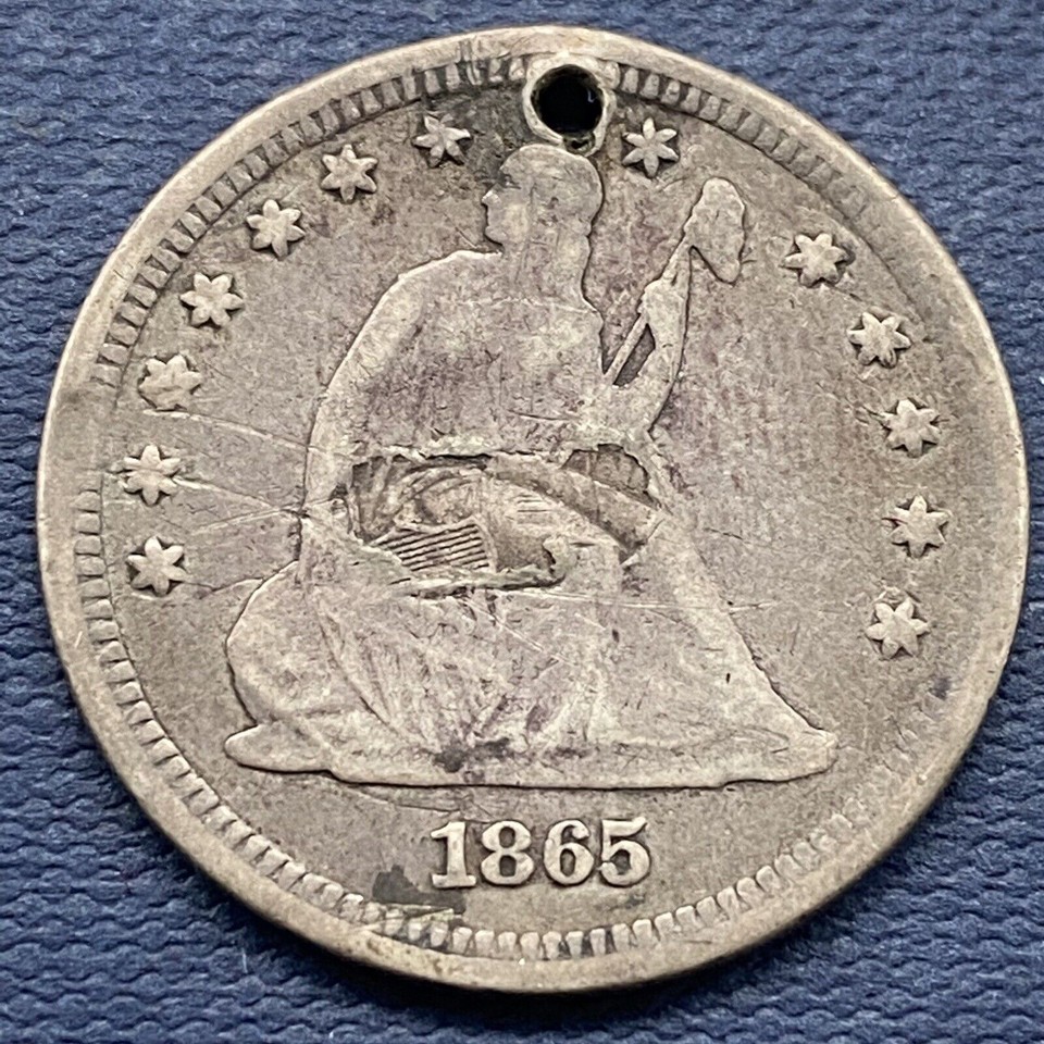 Love Token “M“ on 1865 Seated Liberty Quarter RARE DATE #54195 | eBay