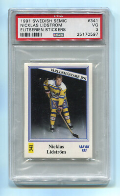 1991 Swedish Semic Elitserien Stickers 341 Nicklas Lidstrom PSA 3 ...