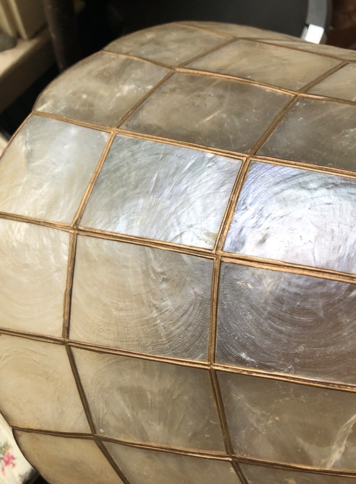 Vintage Capiz Shell Lamp Shade Scallop Edge 15 1/2" diameter x 8 1/4 ...