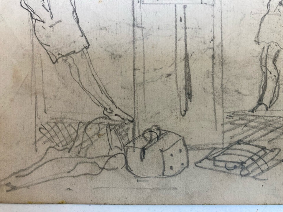 Beautiful Drawing Pencil On Paper Xixth Hippolyte Bellange Man Train ...