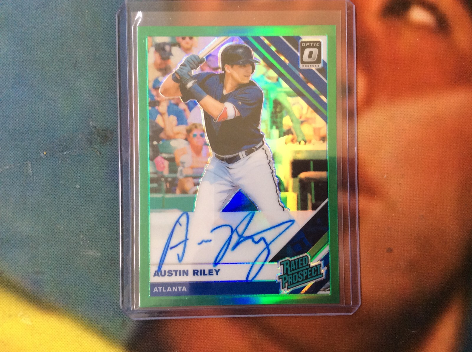 2019 Austin Riley Donruss Optic Rated Prospect Green Prizm Auto 5/5 RC ...