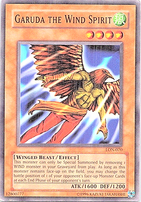 Garuda The Wind Spirit LON-070 Yu-Gi-Oh! Moderate Play Unlimited | eBay