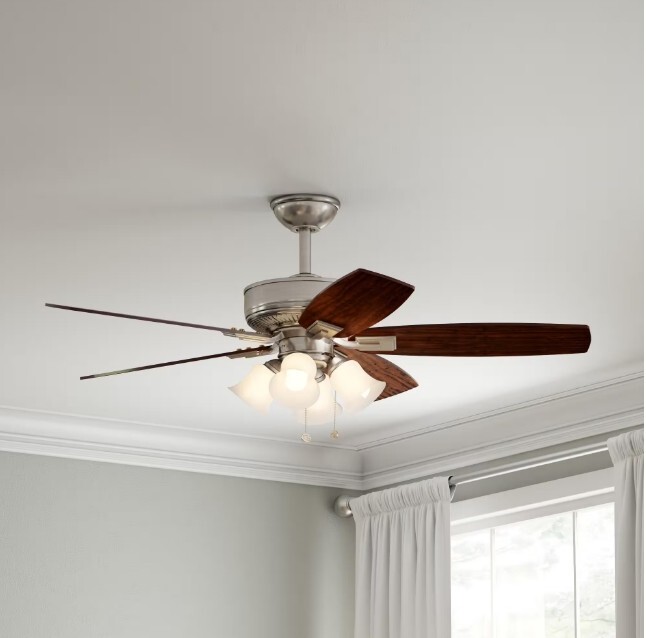 Hampton Bay Devron II 52 in. Indoor Brushed Nickel LED Ceiling Fan with ...