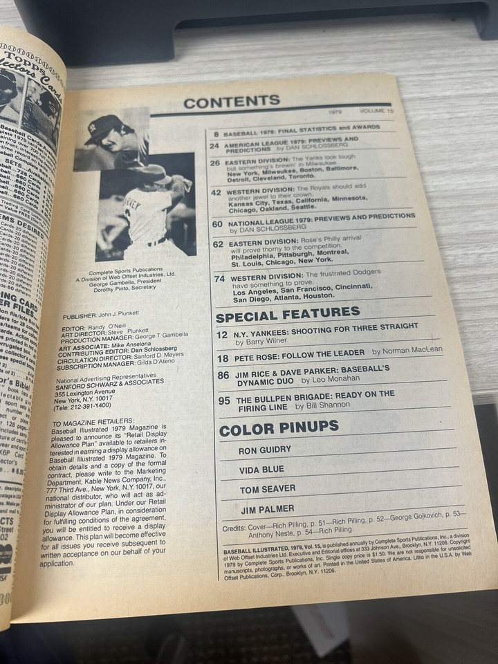 Jim Rice, Seaver, Palmer. Blue, Guidry Photo 1979 Baseball Illustrated ...