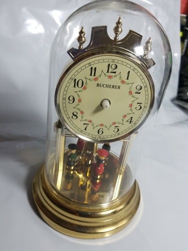 Vintage Bucherer Glass Dome Brass German Dancers 6.5" Clock Frankenmuth ...