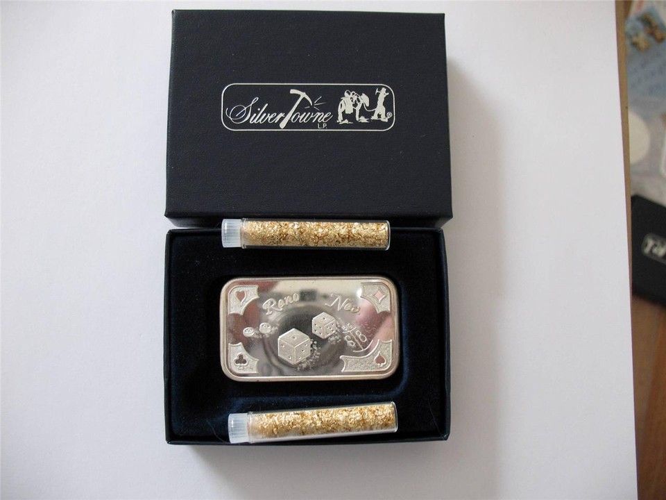 1-OZ.SILVER.999 PURE RARE MOTHER LODE RENO NEVADA CRAPS BARTER ART BAR ...